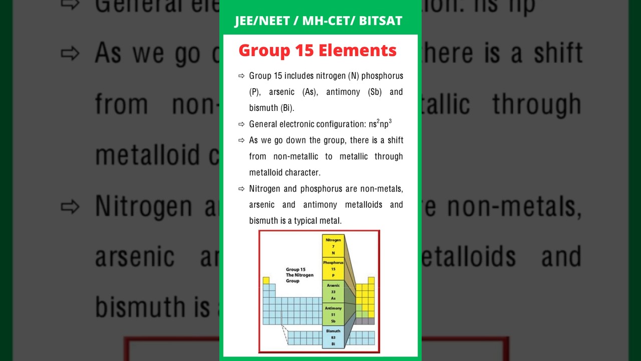 p block elements class 12|Group 15 elements | jee2024 | neet 2024