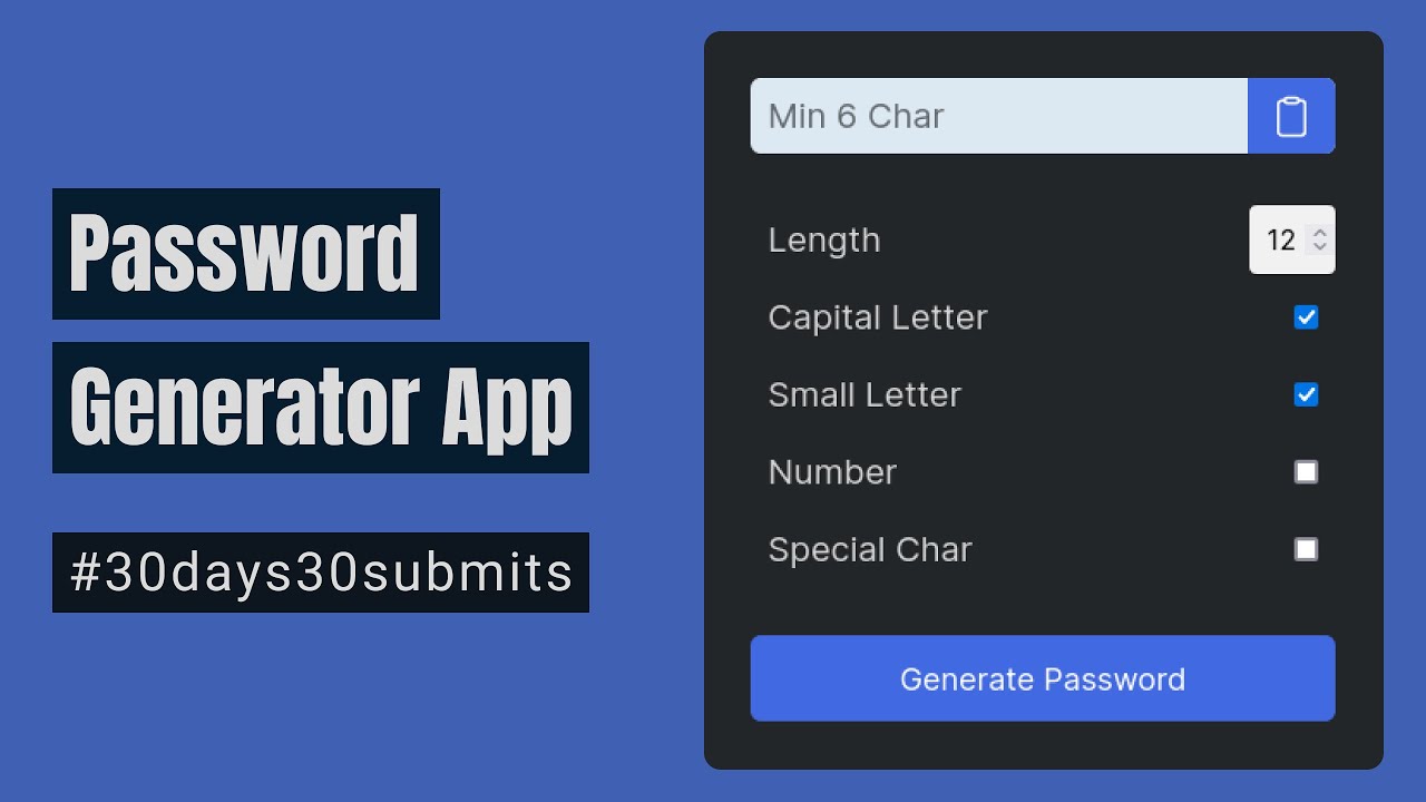 Password Generator App | JS Project For Beginners