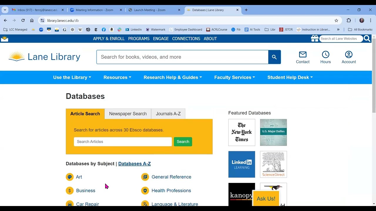 LCC Library Website Tour