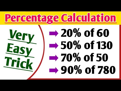 Percentage Calculation | percentage tricks | 20% of 60 | 50% of 130 | 70% of 50 | 90% of 780