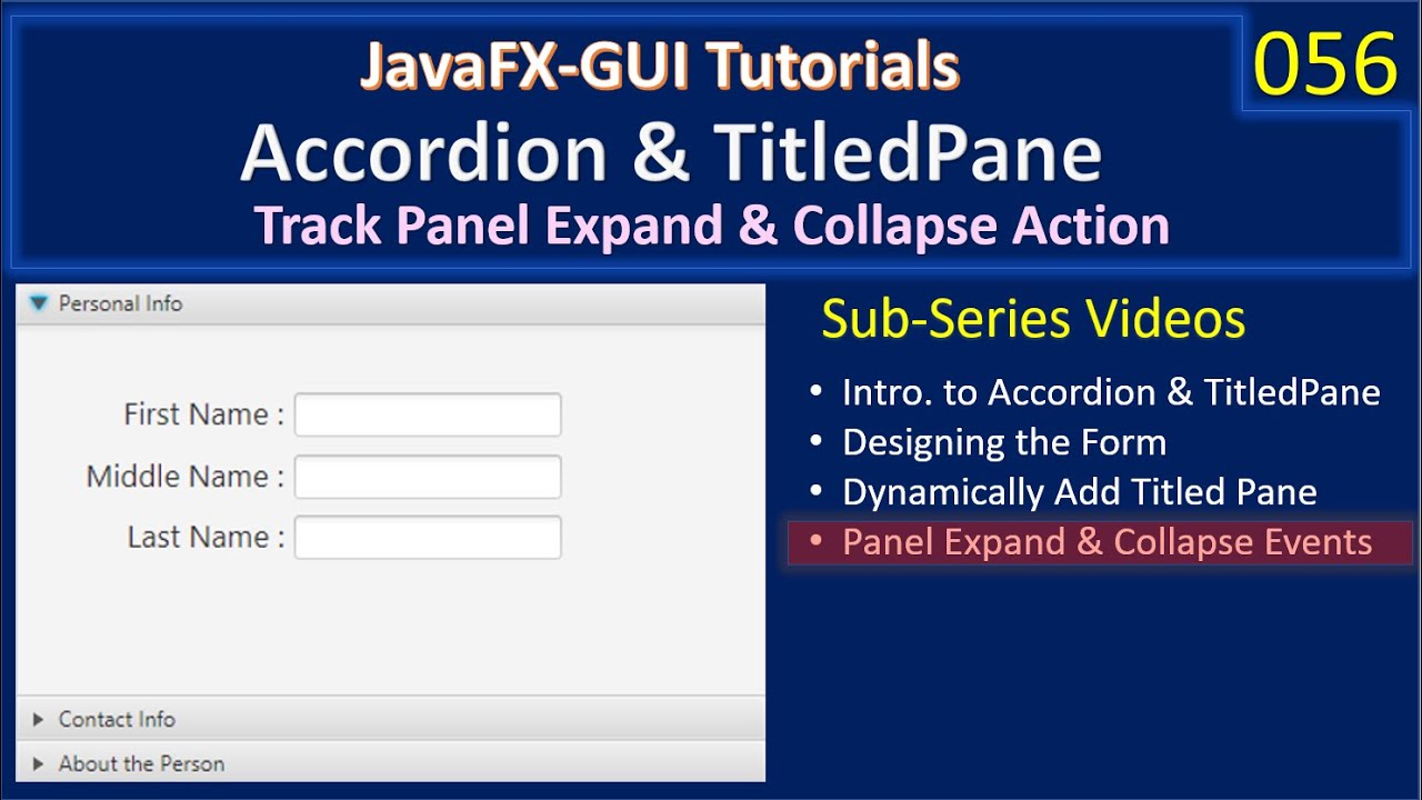 Accordion & TitledPane | Part 4 – Track Panel Expand Events | JavaFx GUI Tutorial #56