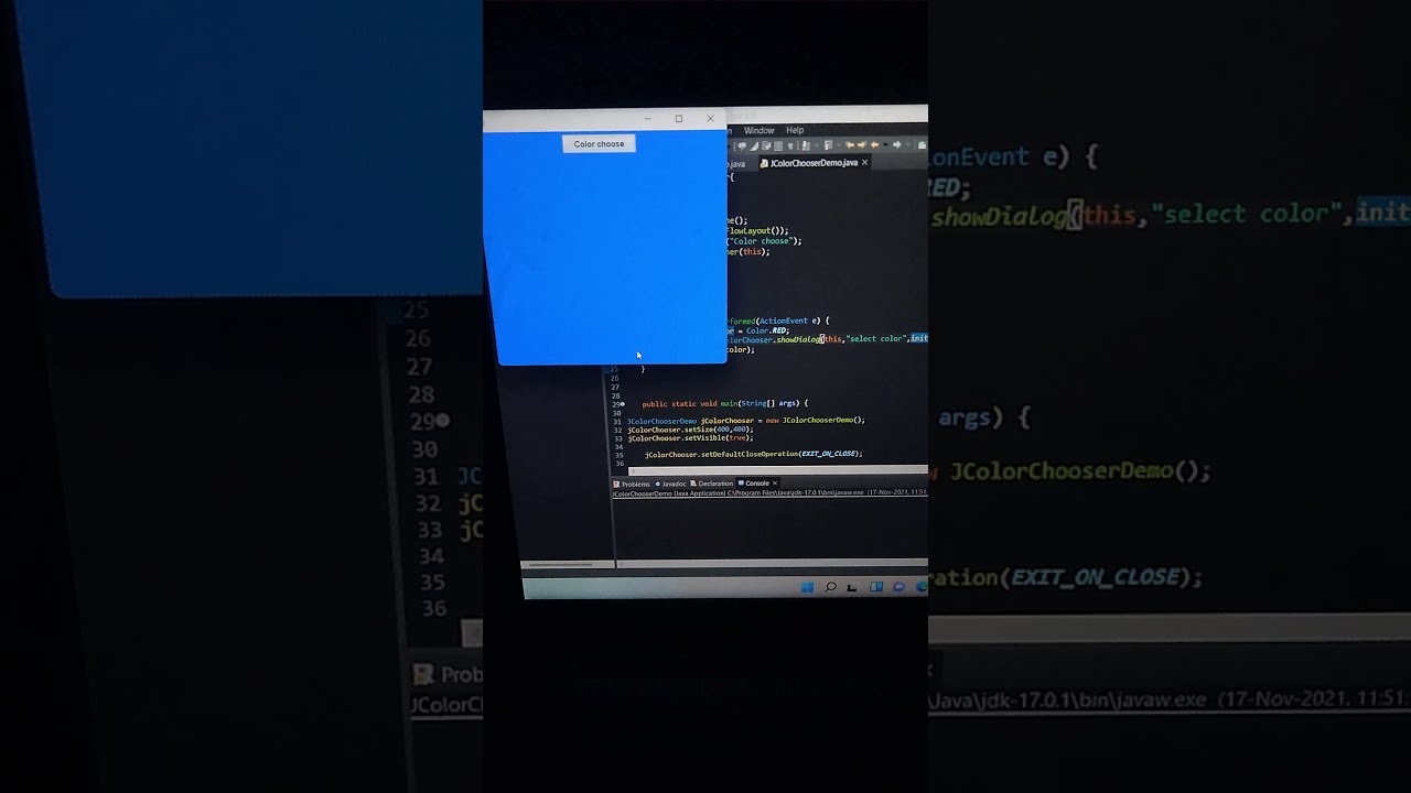 Colour Picker Program Using Java In Eclipse #Java #coding #shorts
