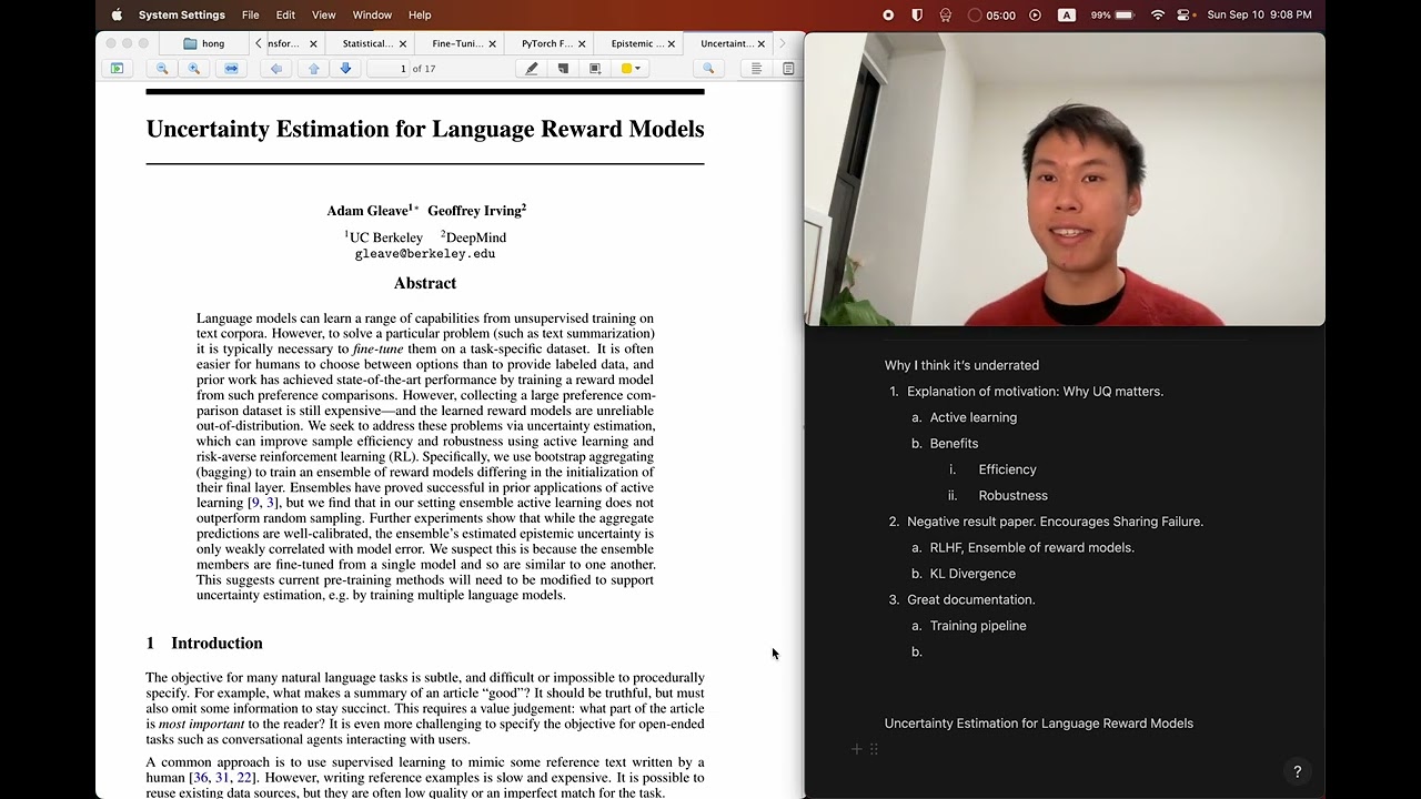 Uncertainty Estimation for Language Reward Models (in 5 min)