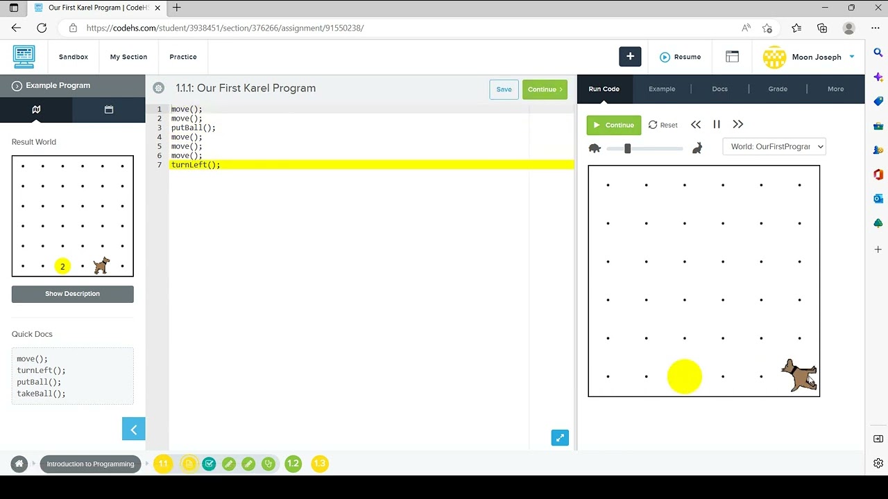 1-CodeHS   Our First Karel Program (Example Program) 1