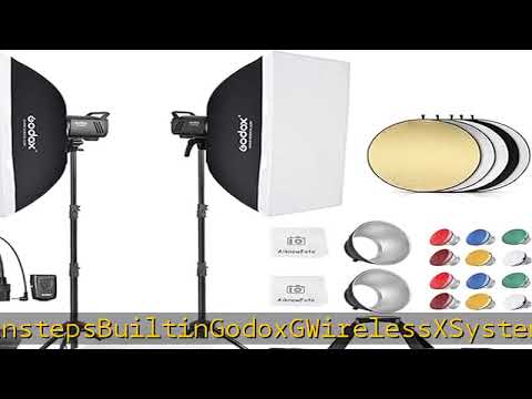 Godox 2pcs MS300V 600W Studio Strobe Flash Light Kit,2.4G Bowens Mount Lighting Flash GN58 5800K wi