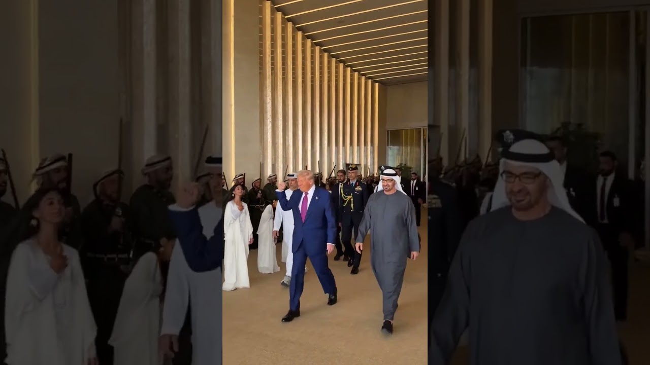Trump welcomed in UAE with traditional hair flipping dance #news #shorts