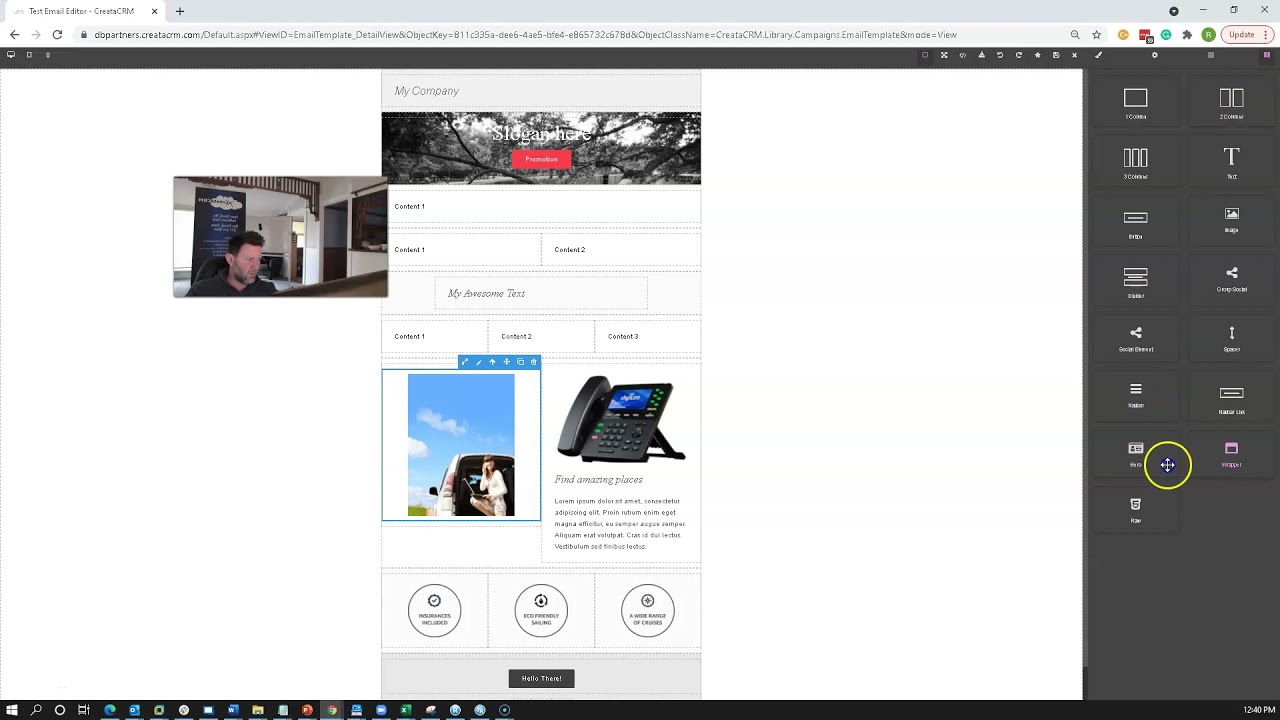 Drag and Drop Editor in CreataCRM Email Templates