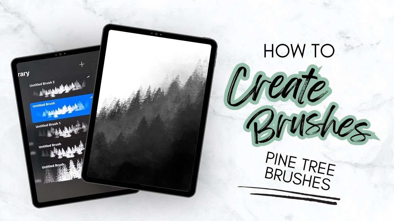 Pine Tree Brushes in Procreate Tutorial with Landscape