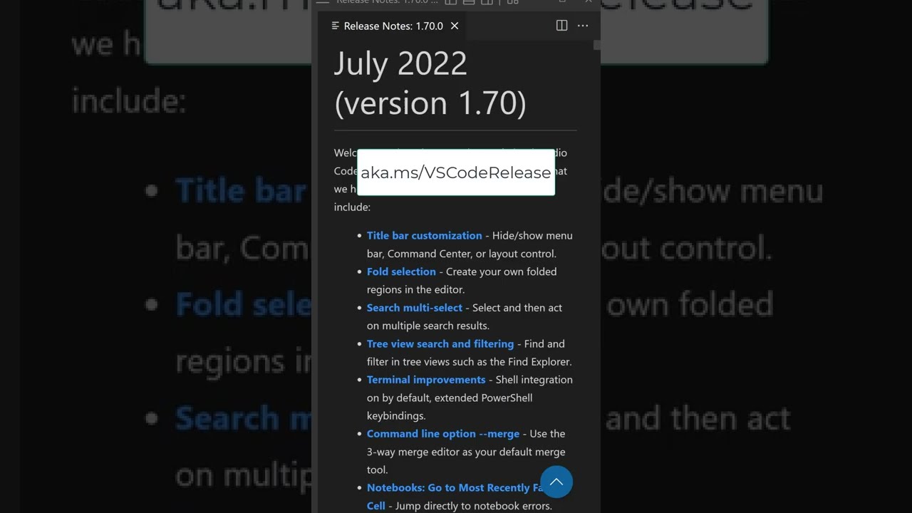 VS Code July 2022 Release Highlights (v1.70)