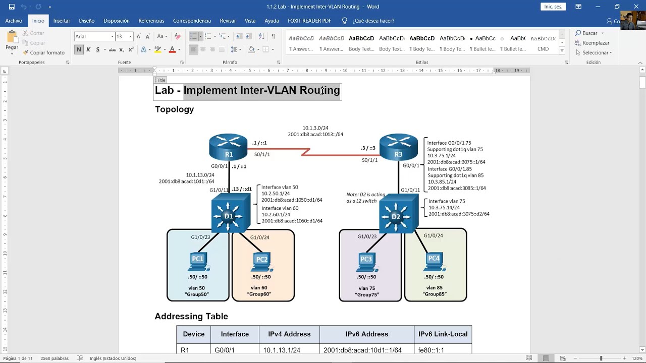 1.1.2 Lab - Implement Inter-VLAN Routing