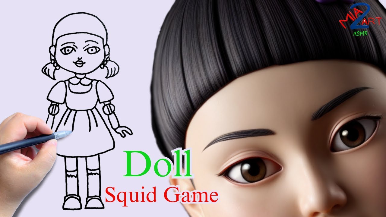 How to DRAW SQUID GAME DOLL BOY Character Step by Step