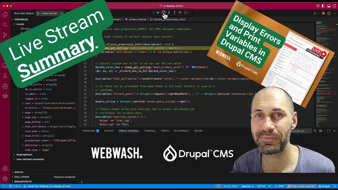 Summary: Display Errors and Print Variables in Drupal CMS