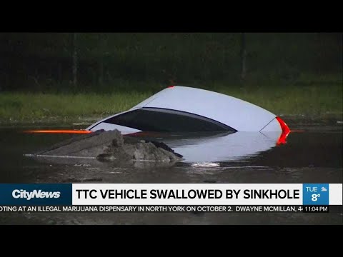 Driver shaken as TTC vehicle sinks