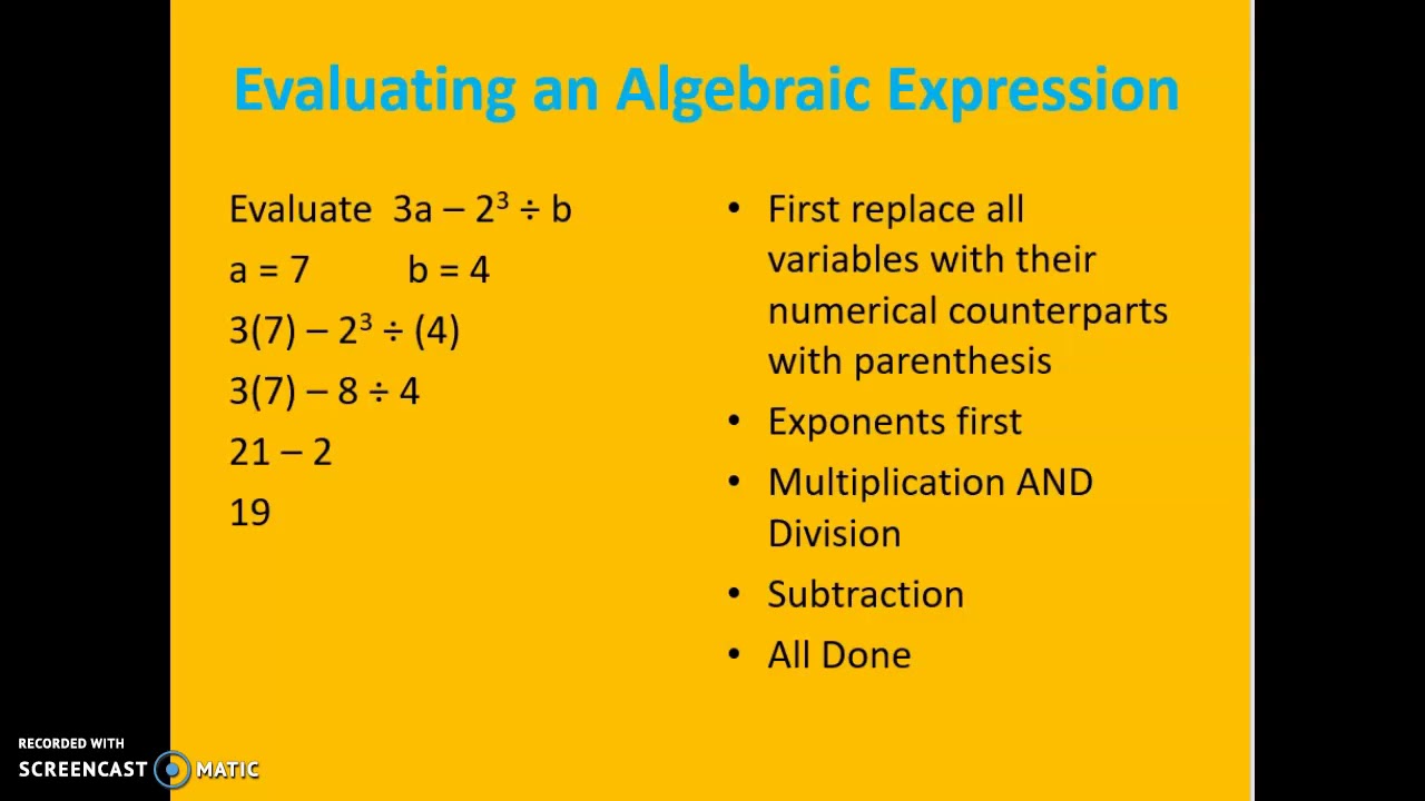 Powerpoint LTO 3.1 Evaluating Numerical and Algebraic Expressions