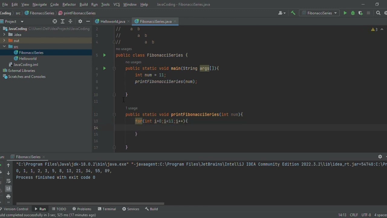 Fibonacci Series | Java Program | coding interviews