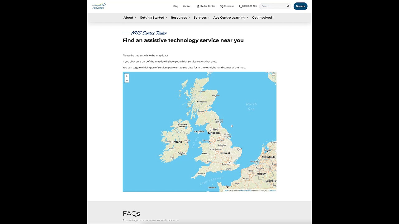 Ace Centre Service Finder