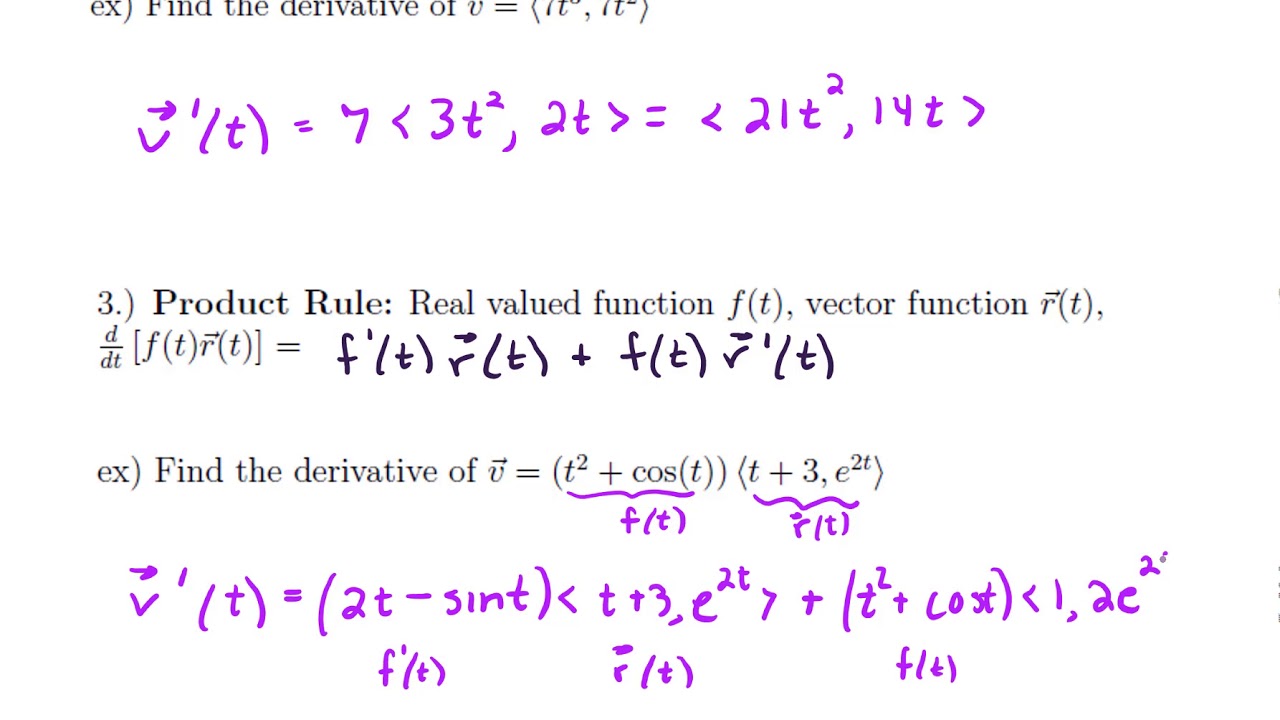 13.2 Differentiation Rules for Vector Valued Functions