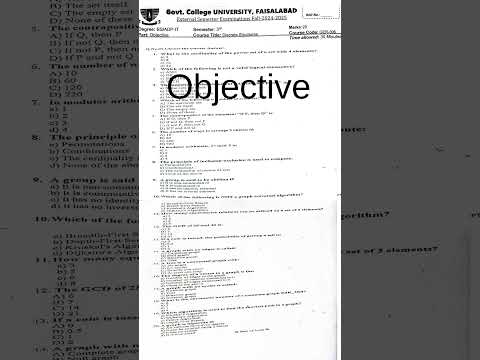 past Paper of Discrete Structure GCUF 1st semester