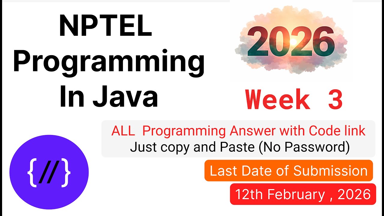 NPTEL Programming in Java Week 3 🔥 All Programming Solutions + Code Link (2026)