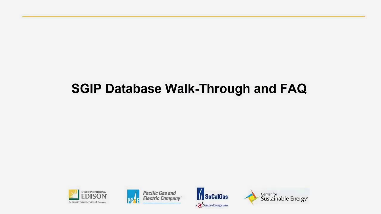 SGIP Database Walkthrough