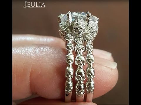 3-band skull wedding rings, skull wedding ring sets Interchangeable - Jeulia.com