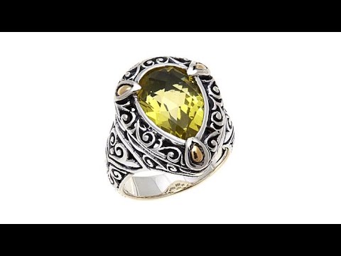 Bali Designs 4.01ct Lemon Quartz 2Tone Pear Ring