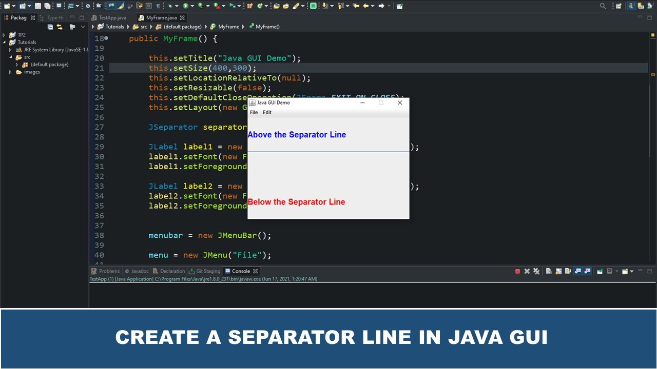 Java GUI Tutorial #51 - Creating A Separator in Java GUI Using JSeparator Class