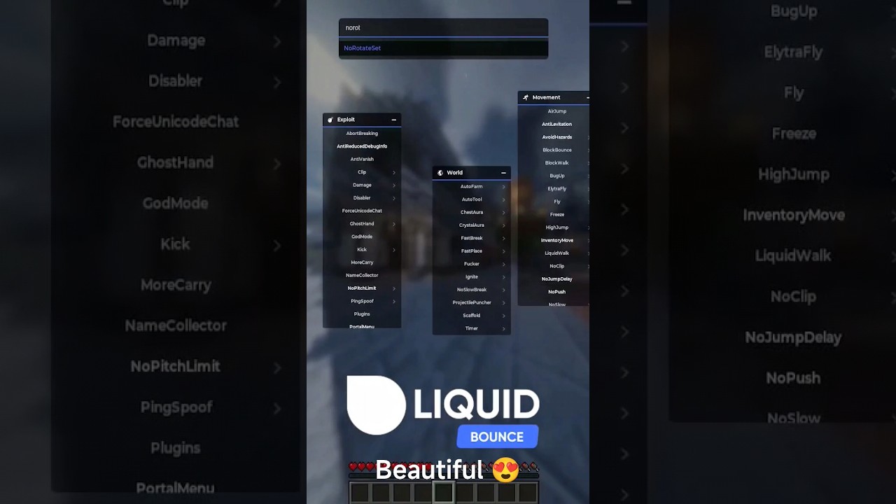 Beautiful ClickGUI 😍 #minecraft #liquidbounce #cheat #hack