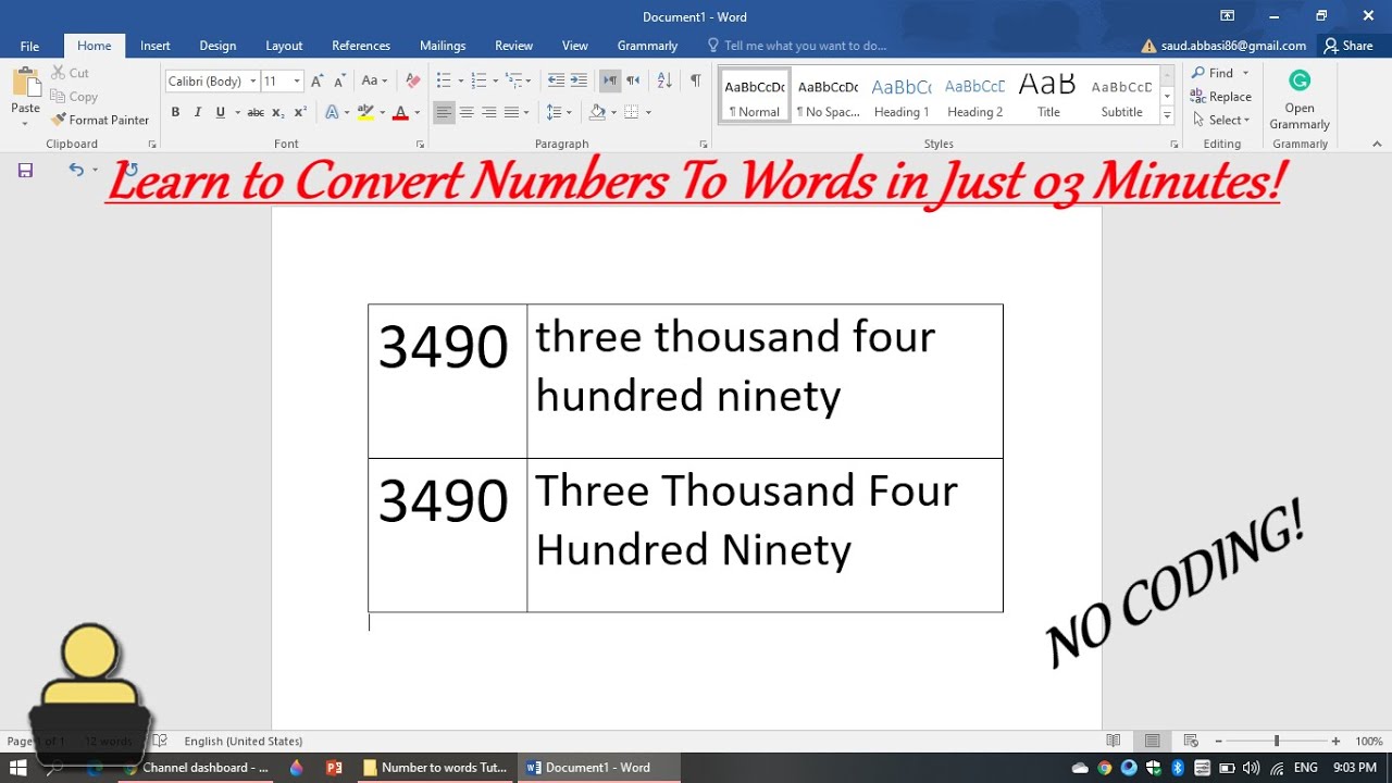 Convert Numbers To Words In MS Word | Zero Coding