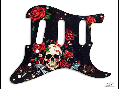 Stratocaster SSS Pickguard SET-of-3 w Back Plate Floral Skull | Reverb