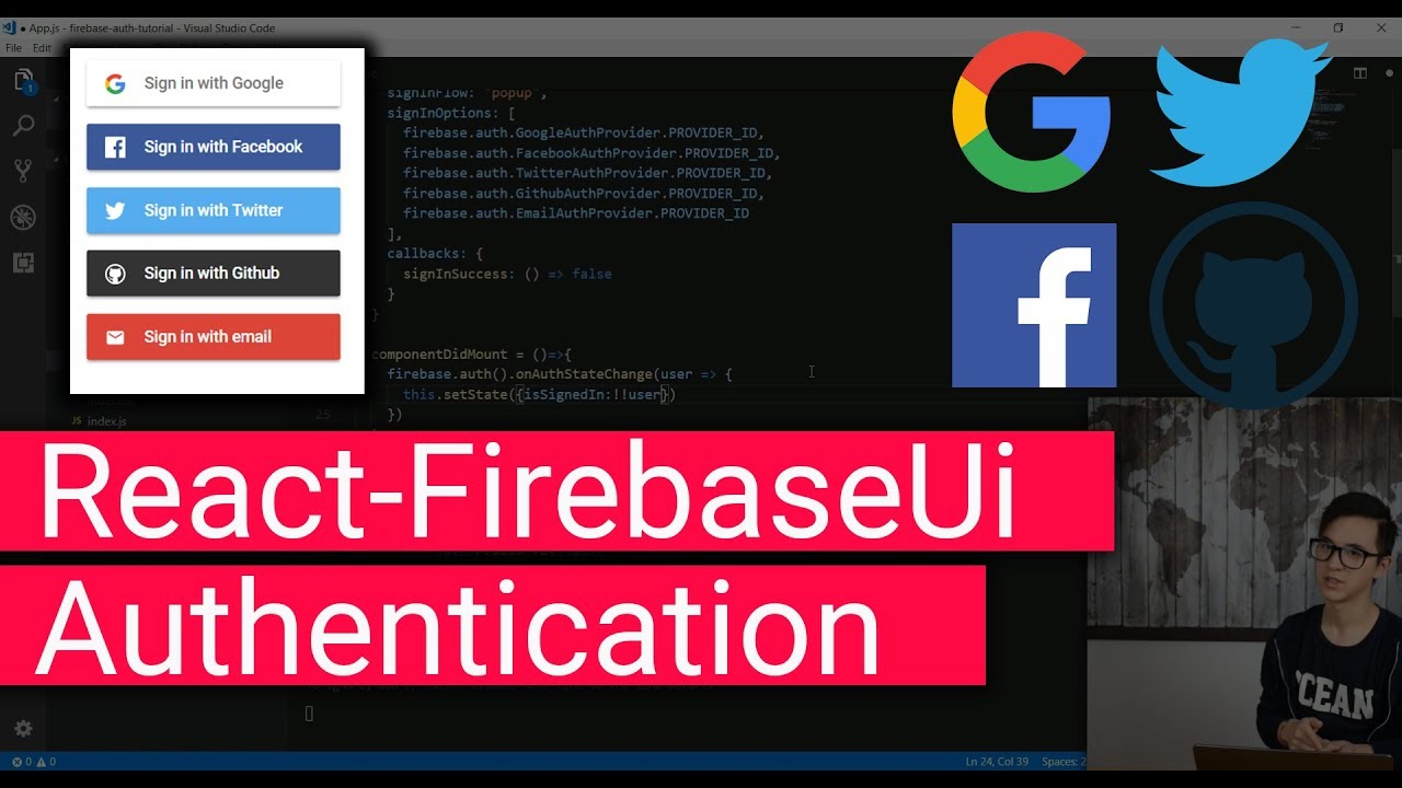 React Firebase Authentication with Google Facebook Twitter Github Email