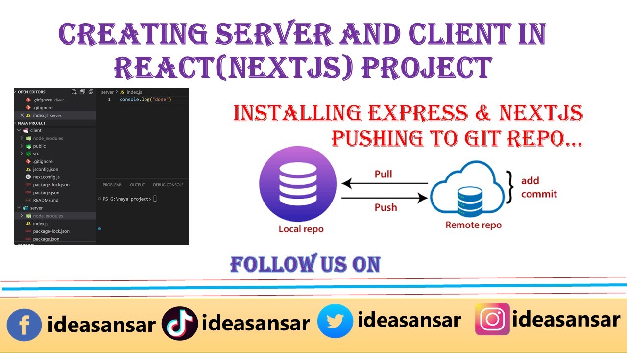 setting server side and client side for a project and pushing to GitHub #mernstack1