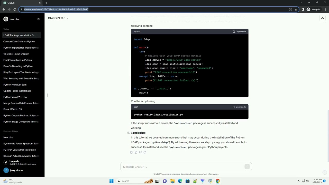 Error when installing python ldap package