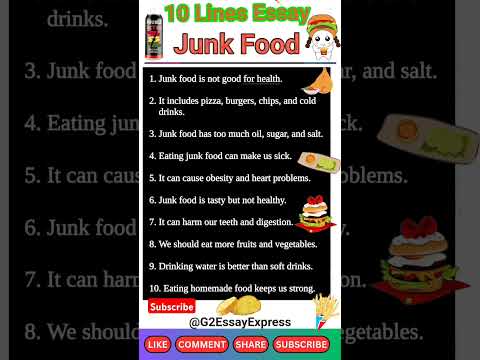 10 lines essay on Junk Food | junk food 10 line | junk food par 10 line english mein