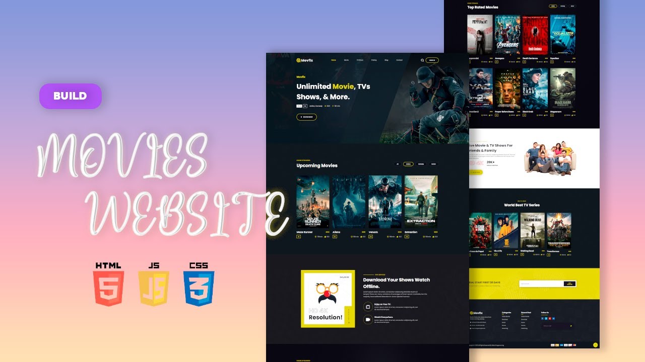 How To Create a Responsive Movie Website Using HTML CSS JS And jQuery