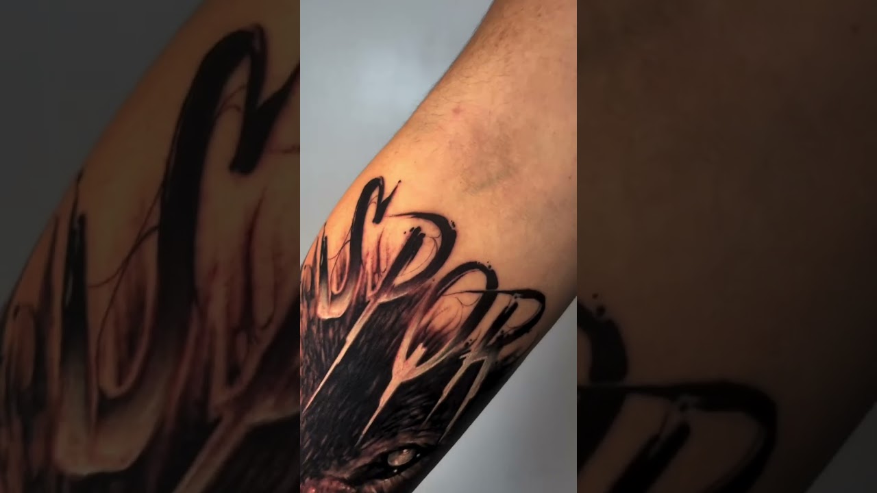 Realistic wolf tattooed by Steven Rorschach Barletti