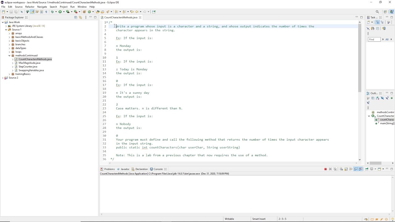 Java Lab: Count Characters - Method