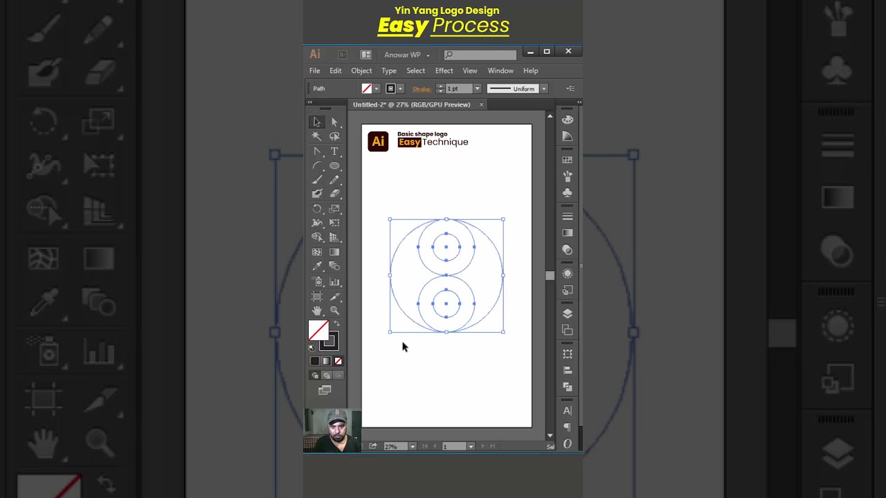 Basic Shape Logo Design Process Like Yin Yang Logo #reel #shortsvideo #tutorial
