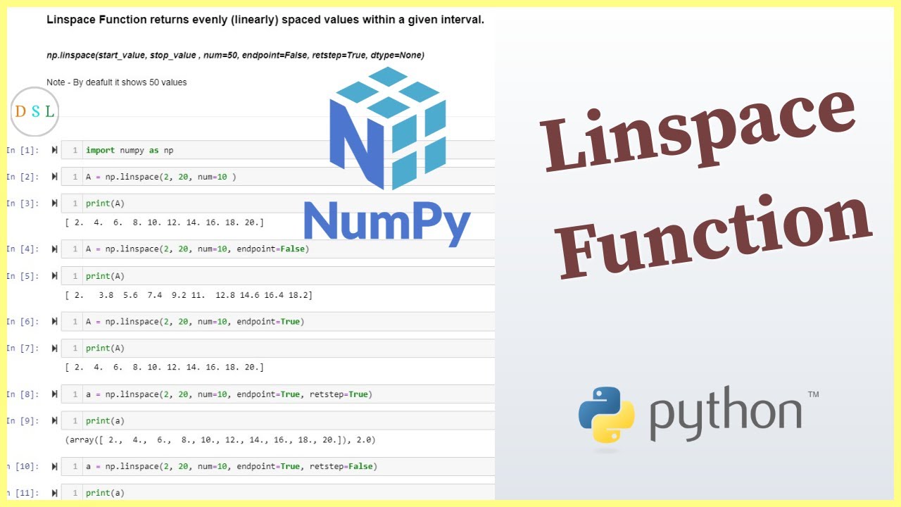 Python Numpy Tutorial - 6 ... Linspace Function  || np.linspace( )