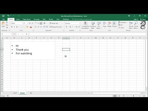 How to insert bullet points in text box in Excel