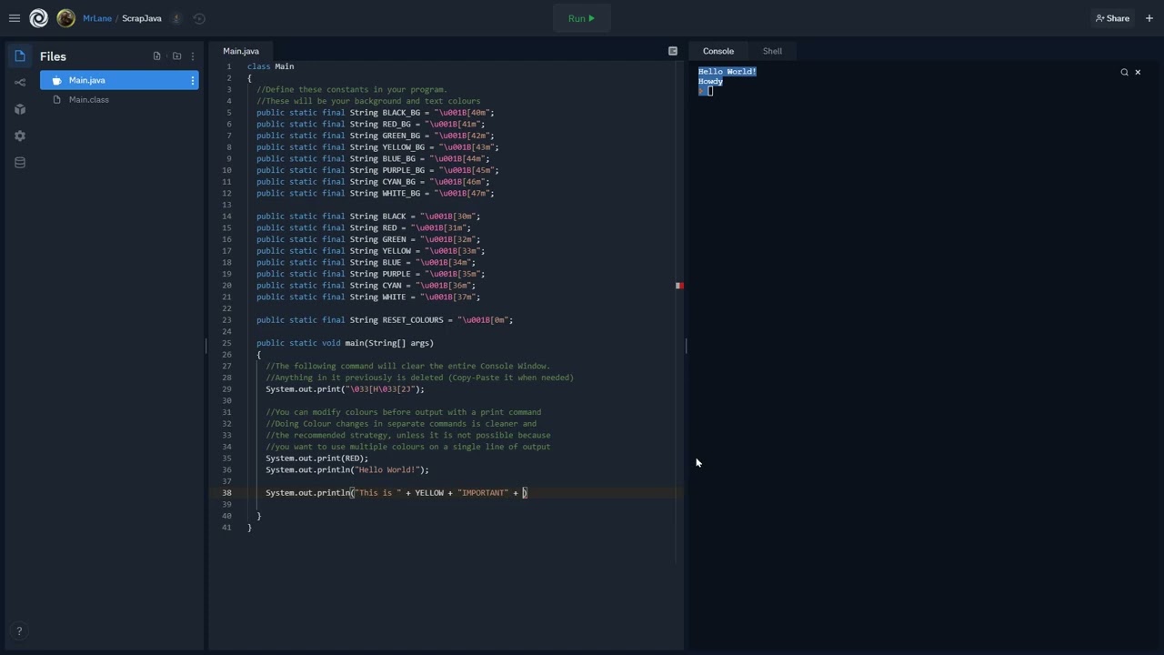 ICD2 - Console Colouring in Java