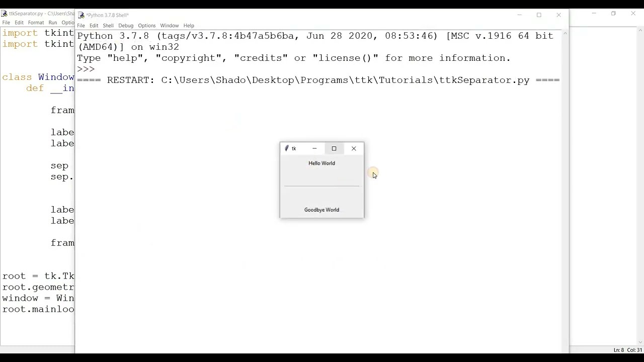 Tkinter ttk Separator Widget