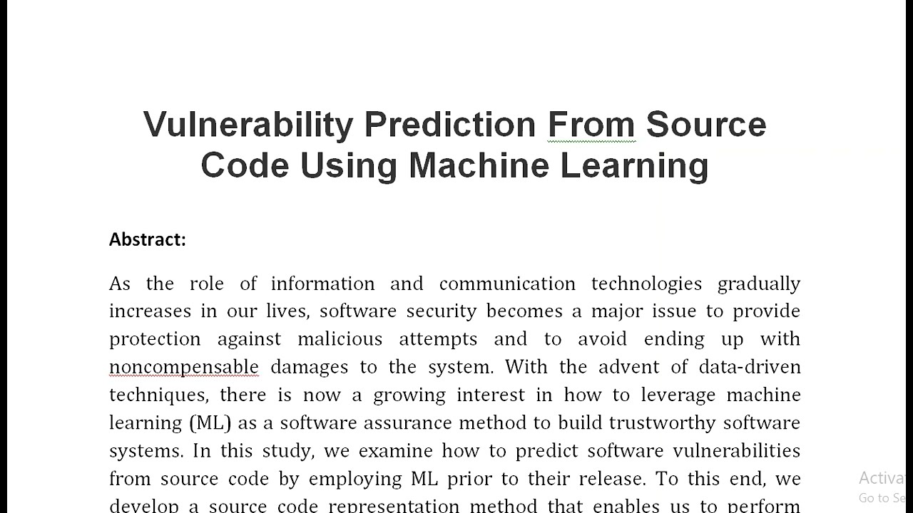 Vulnerability Prediction From Source Code Using Machine Learning