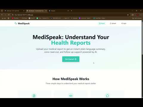 MediSpeak Understand Your Health Reports Bolt ai project