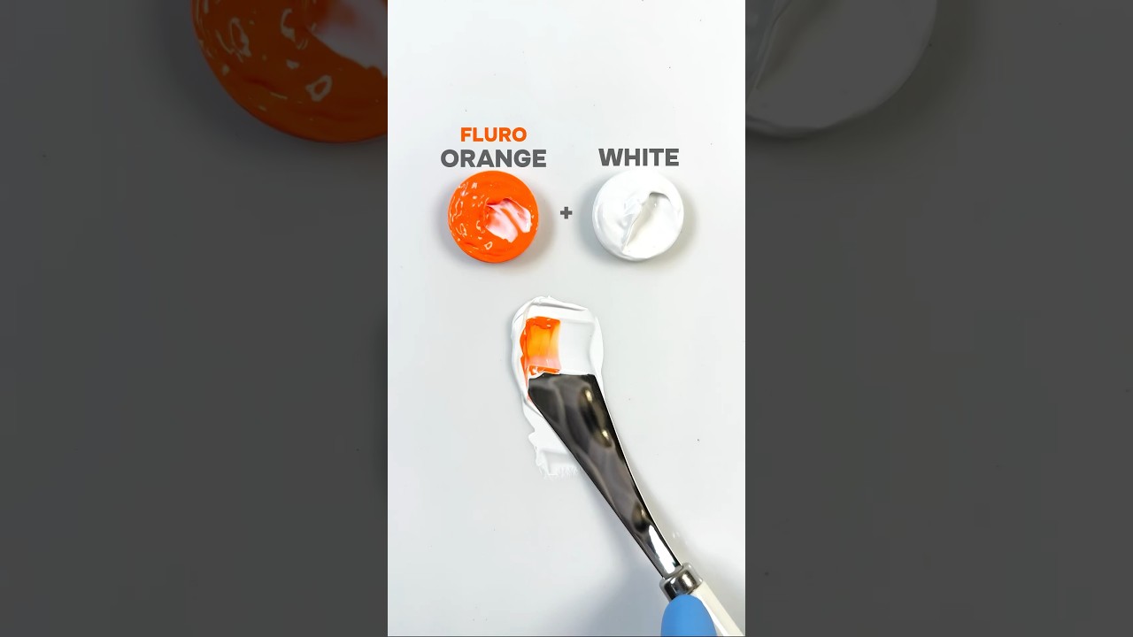 Fluro Orange vs. White Paint Mixing!💯 #art #colors #paintmixing #shorts #satisfying #metallic #whit