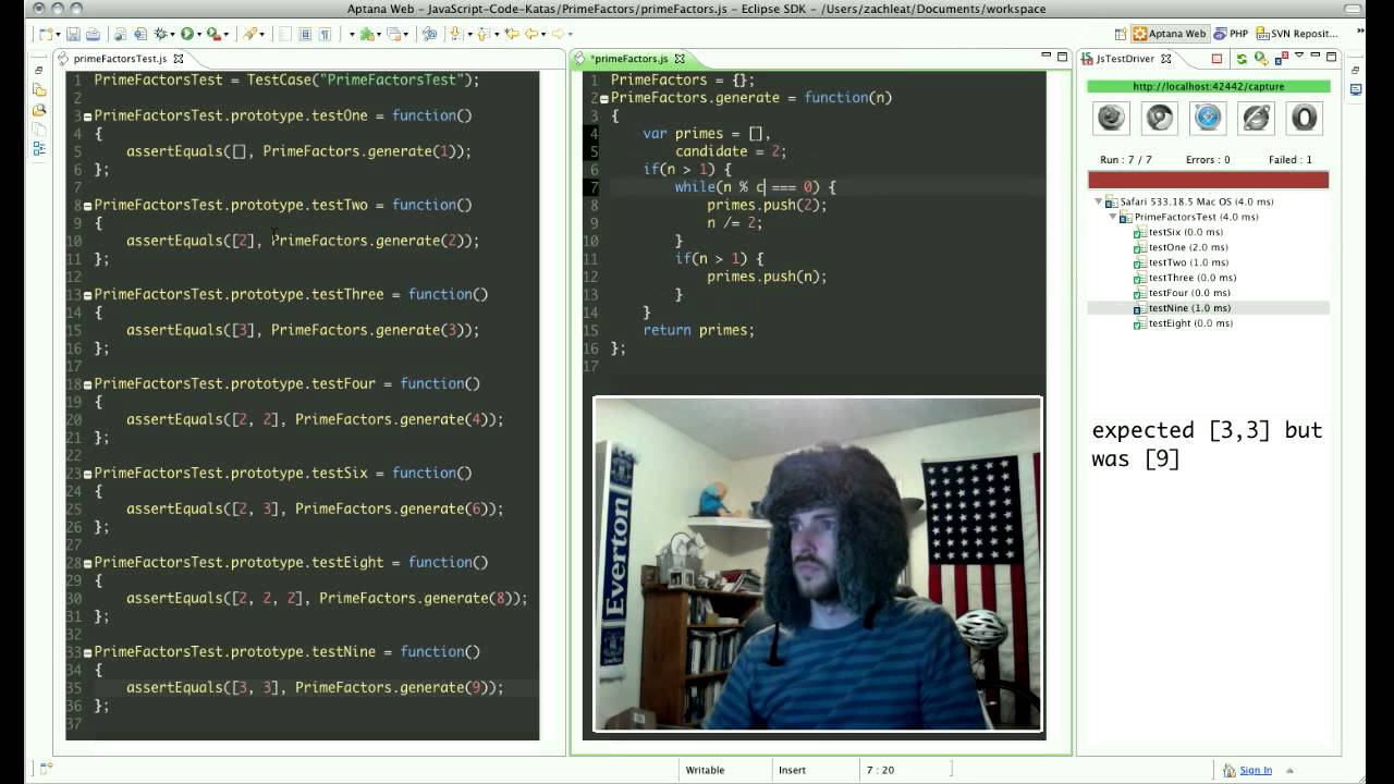 JavaScript Prime Factors Code Kata using JsTestDriver
