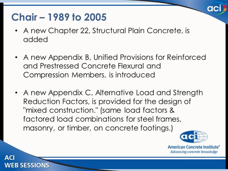 Contributions to the ACI 318 Structural Concrete Building Code