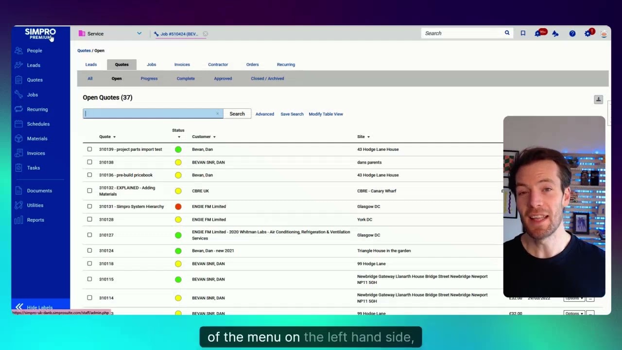 Simpro EXPLAINED - Menu Navigation