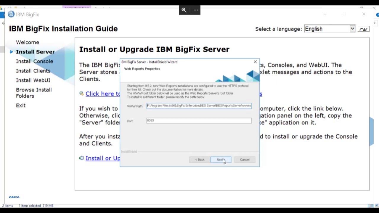 BigFix  - Installing the BigFix Server Windows - 1 of 4 - Installing the Server Application
