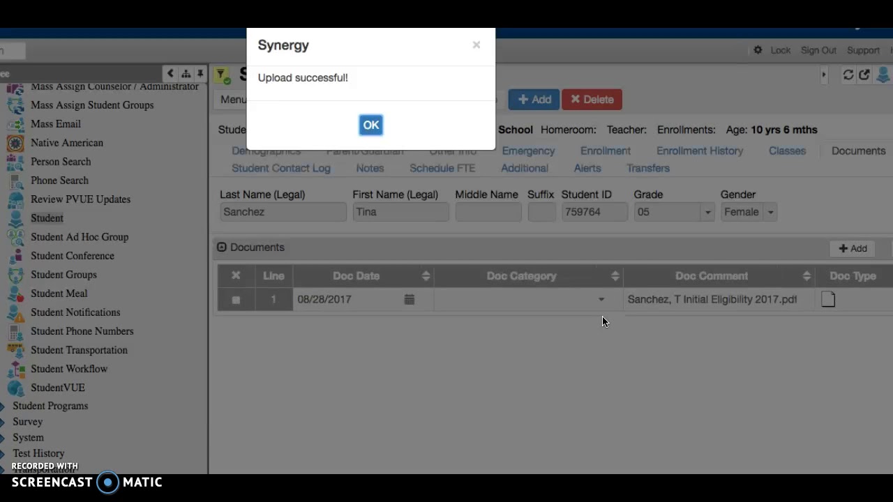Uploading Section 504 Paperwork to Synergy